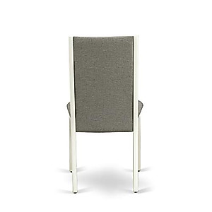 East West Furniture HLLA5-LWH-06 5 Piece Dining Set Includes a Round Dining Room Table with Pedestal and 4 Shitake Linen Fabric Upholstered Parson Chairs, 42x42 Inch, Linen White