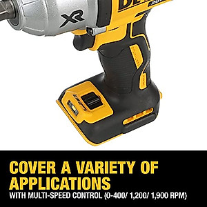 DEWALT 20V MAX XR Impact Wrench Kit, Brushless, High Torque, Hog Ring Anvil, 1/2-Inch, Tool Only (DCF899HB) , Yellow