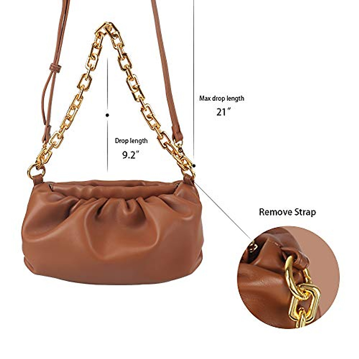 Women's Chain Pouch Bag Cloud-Shaped Dumpling Clutch Purse Ruched Fashion Trendy Shoulder Crossbody Handbag Chain Link Bag (Green)
