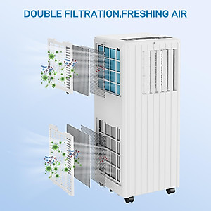 GAOMON 8000 BTU Portable Air Conditioner for Room, 3 in 1 Cooling AC Unit up to 350sq.ft & Fan & Dehumidifier with Remote Control, Sleep Mode for Bedroom, living room, office