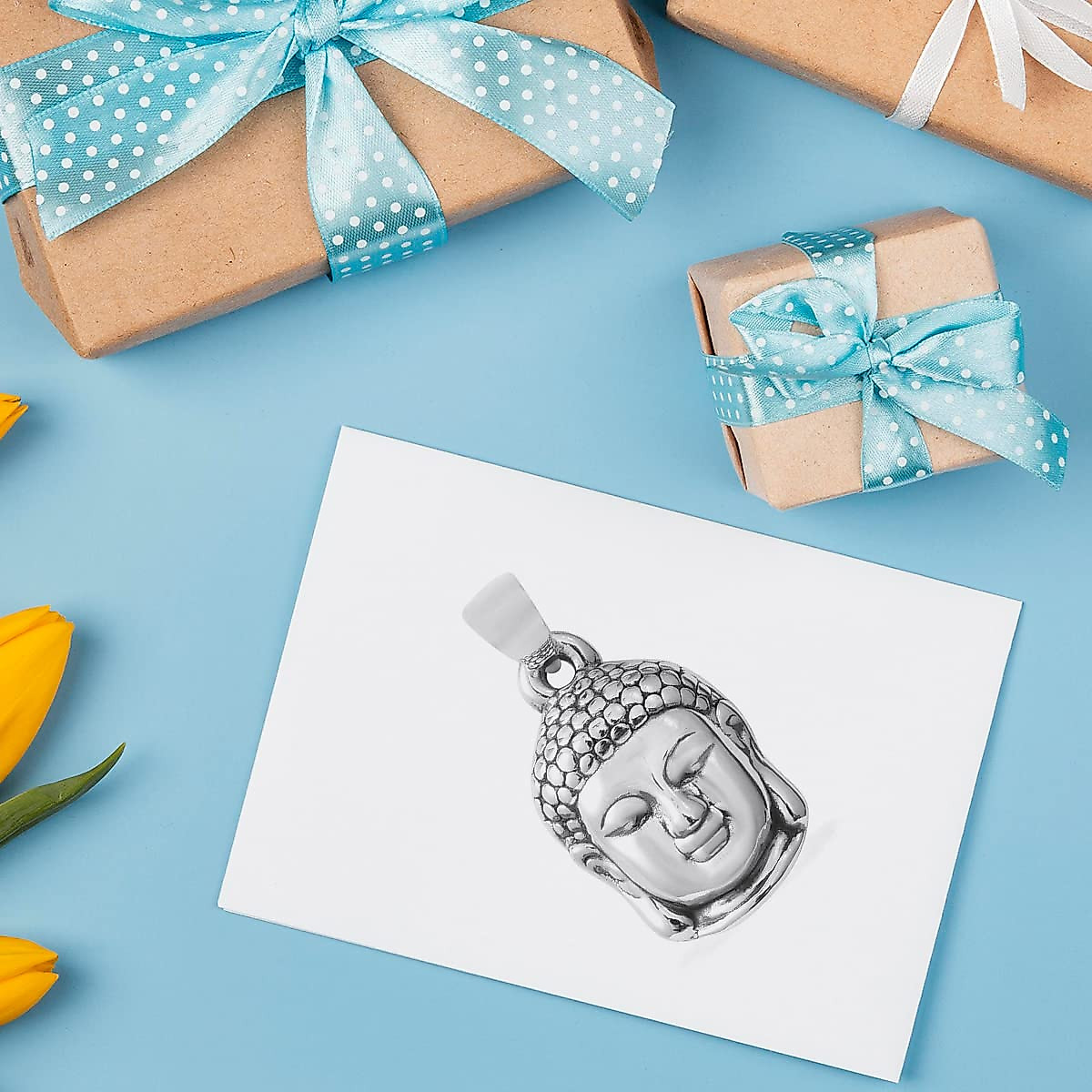 SHOP LC 925 Sterling Silver Unisex Meditation fortune Tibetan Buddha Head Charm Prayer Religious Pendant for Women Jewelrys (Carved/Hematite) Gifts for Women Birthday Gifts