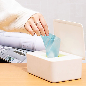 Wipes Dispenser Holder with Lid, Home Wet Tissue Case Storage Box Container Dustproof Holder for Home Office Desk(White)