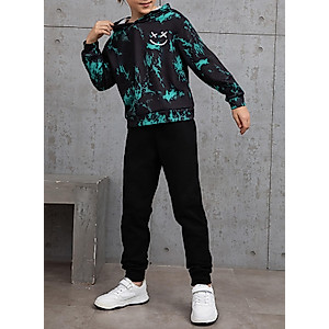 blibean Teen Boy Fall Clothes Sets Hoodies Preteen Kid Clothing Sweatshirt Pants Suit Two Piece Outfit Size 7-8 Year Old