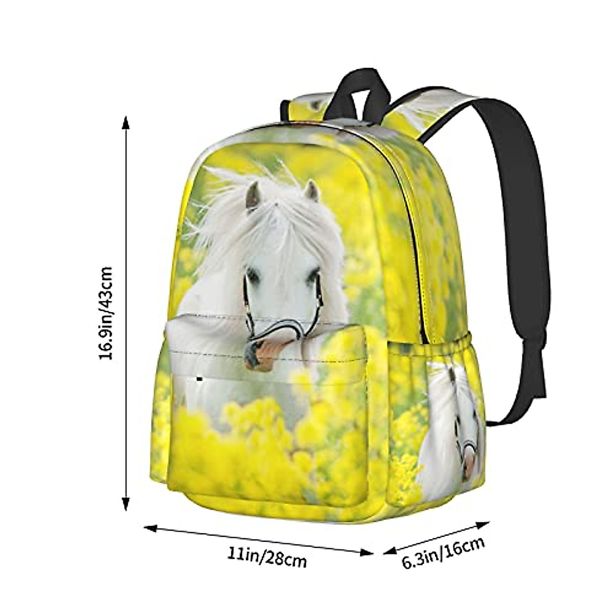 KiuLoam 17 Inch Backpack White Shetland Pony Laptop Backpack Shoulder Bag School Bookbag Casual Daypack