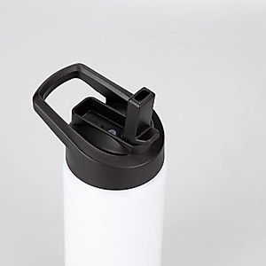 6 Pack Kids Water Bottle with Handle & Straw Lid, 16 oz Personalized Sublimation Water Bottles Blank Bulk, Stainless Steel, Leak Proof for Boys Girls to School Sports Travel Camping, DIY Gift, White