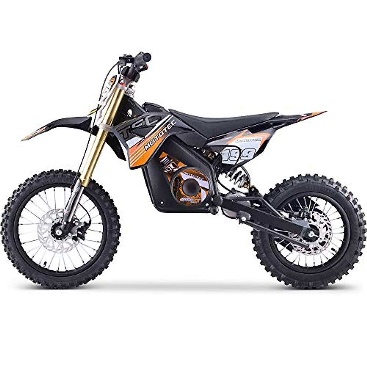 MotoTec 48v Pro Electric Dirt Bike 1800w Lithium Orange, 58x24x36