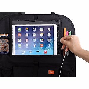 Toddler Car Kit 4 Piece, EZY-Baby Mirror, Back seat Touch Screen Tablet Holder with Pockets Organizer, 2-car Window Sun Visor Shades