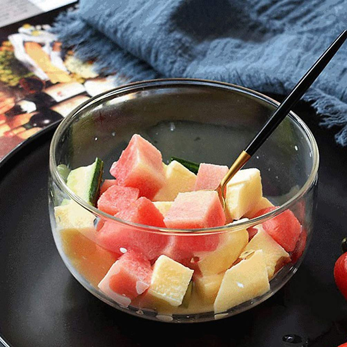 Cabilock Round Tempered Glass Bowl Prep Bowls Snack Holder Bowl Glass Mixing Bowl Glass Food Bowls Glass Food Containers Ice Cream Bowl Glass Cereal Bowls Clear Glass Bowls Snack Bowl Salad