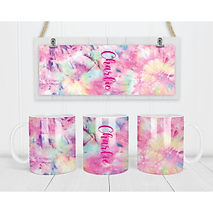 Personalized Tumbler | Stainless Steel 20oz Tumblers | Custom Tumbler For Women | Travel Cup | Double Wall Coffee Cup for Hot and Cold Drinks | Tie Dye Yellow Purple Pink Tumbler