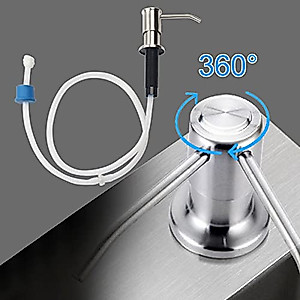 SINOLOFTY Built in Soap Dispenser for Kitchen Sink 47" Extension Tube Kit Countertop Stainless Steel Liquid Dish/Hand Soap Dispenser No More Top Refill Directly to Soap Bottle