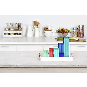 EVERIE Food Container Lid Organizer Compatible with 12'' Deep Cabinets, GS01 (White)