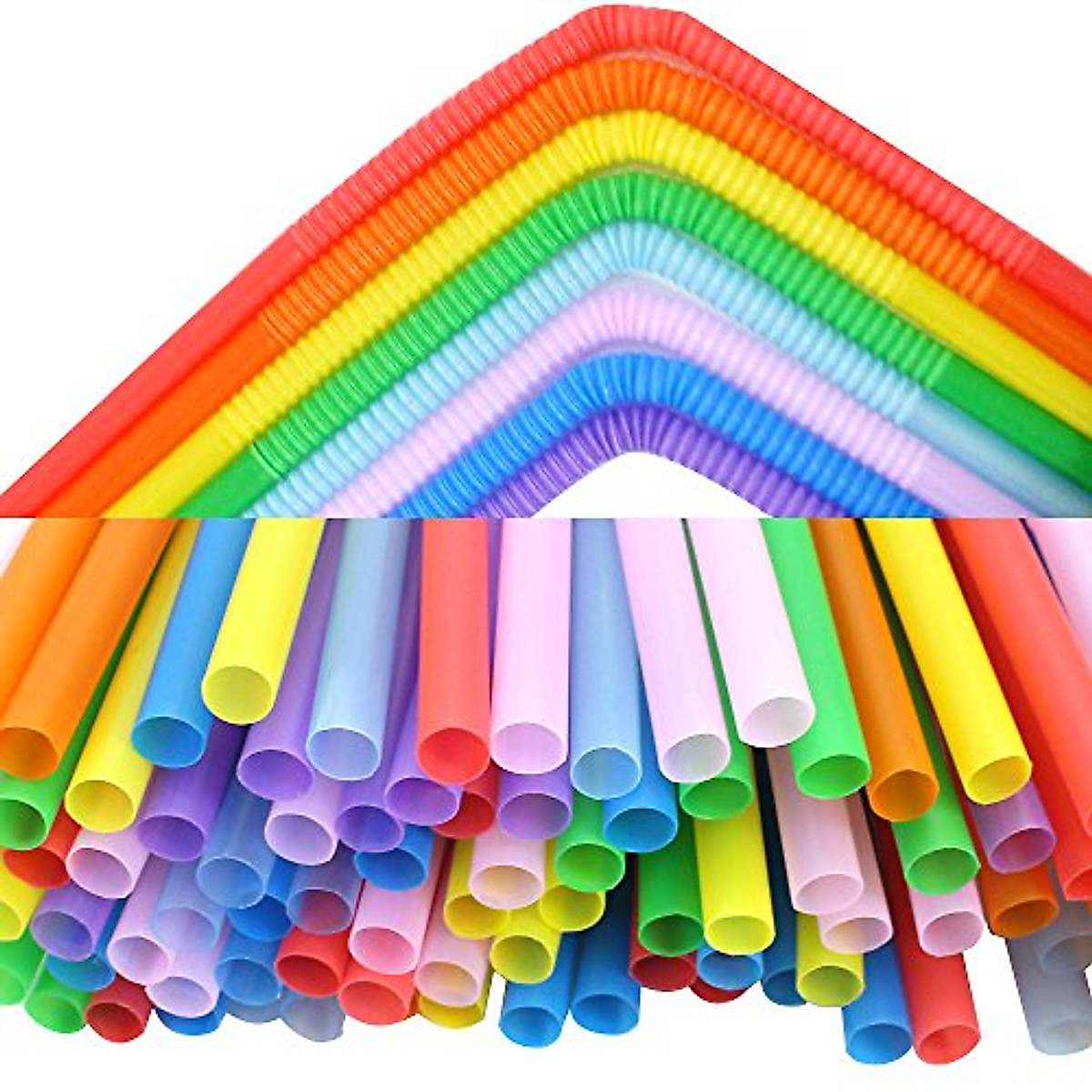 Tomnk 300pcs 10.3 Inches Disposable Flexible Bendy Drinking Straws Plastic Straws