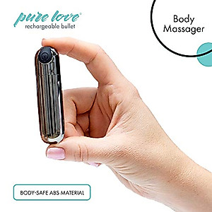 pure love Vibrator Bullet, Rechargeable, Waterproof, Adult Sex Toy, Smoky Silver, 3"