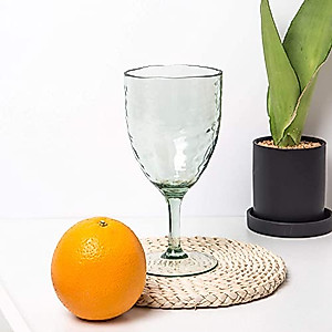 unkno 14 ounce Acrylic Stem Wine Glasses, All-Purpose Wine Glasses, Set of 6 - Spanish green,Dishwasher Safe, BPA Free (Spanish green, 6)