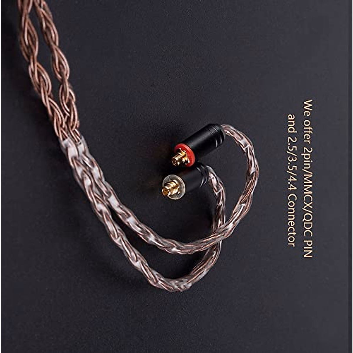 KBEAR 16 Core Upgrade 2 Pin Earphone Cable,HiFi in Ear Monitor Replacement TRS Cable Pure Copper Extension Cable with 0.78mm 2 Pin for AS10 ZS10 ZST ZS6 C10 TRN V80 X6 (2 PIN 3.5mm,Dark)……