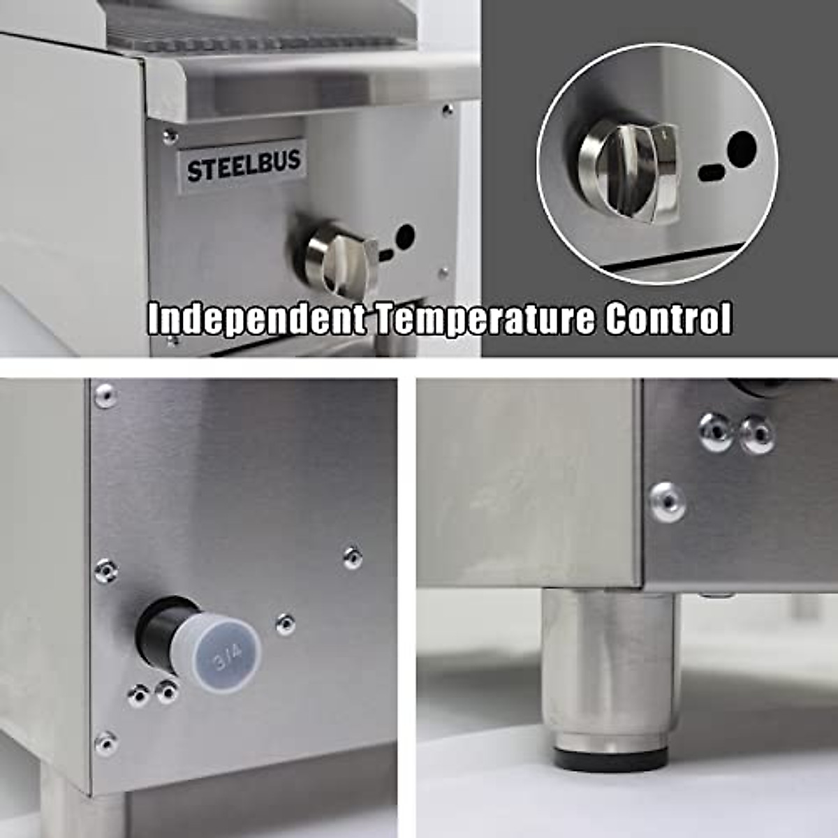 STEELBUS 12'' Heavy duty Commercial Radiant Broiler 1 Burner Natural/Propane gas Commercial Charbroilers Restaurant Equipment BBQ outdoor Countertop Griddle