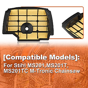 Mtanlo Tune Up Air Filter Bar Nut Spark Plug Kit For Stihl MS201T MS201 11451401900, Air Filter Cleaner, Fuel Filter, Bar Nut, Oil Filter, Spark Plug.