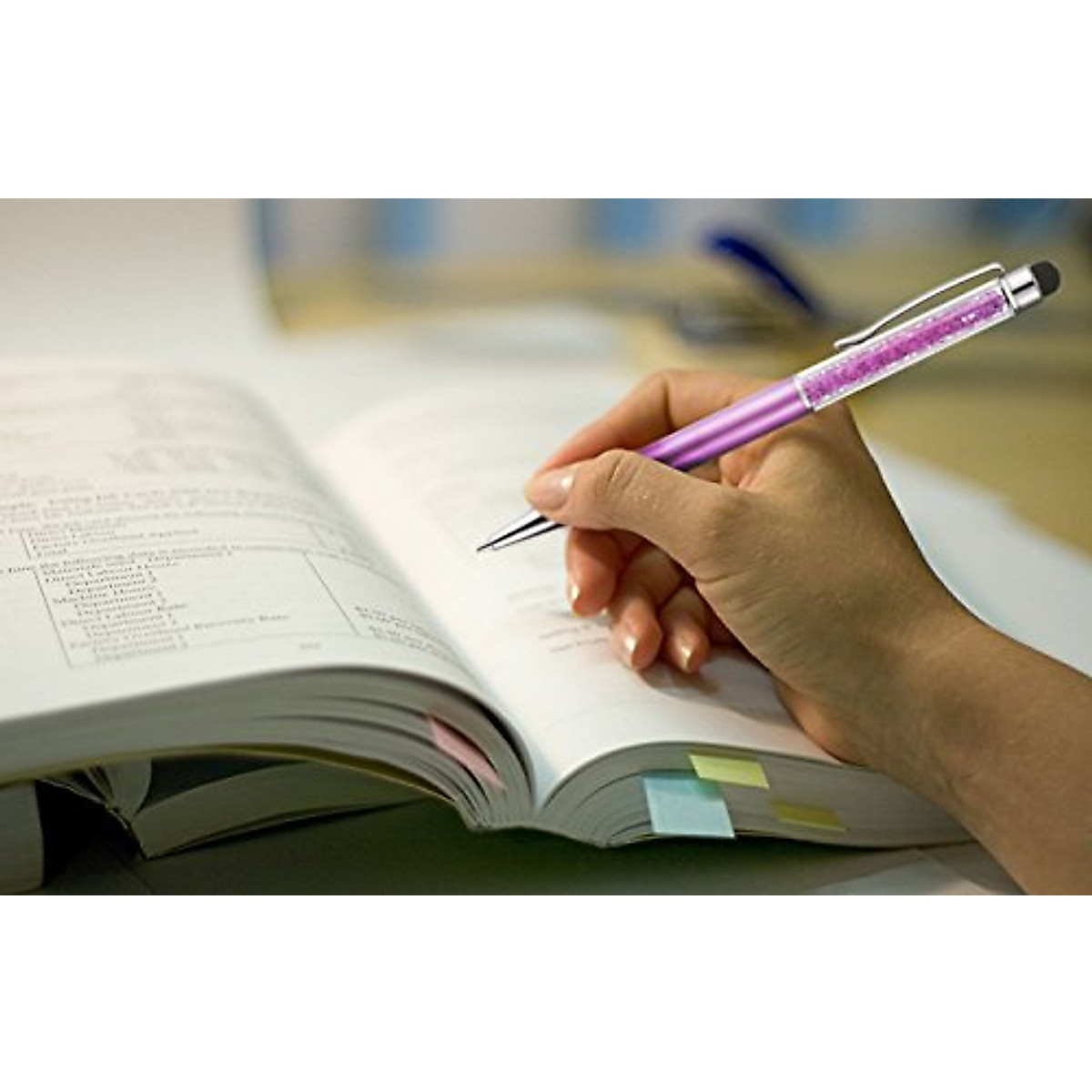 8pcs 2 in 1 Slim Crystal Stylus & Ballpoint Pens for Universal Touch Screen Devices for iPad iPhone, Samsung Galaxy, Tablets, Capacitive Pen, Black Ink Ball Point Pen