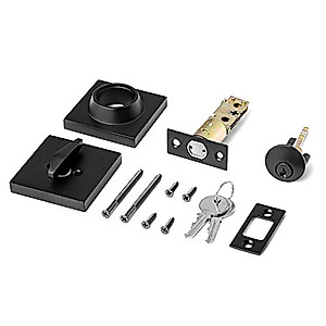 Berlin Modisch Single Cylinder Deadbolt Lock Slim Square for Front Door Modern Contemporary High Security Heavy Duty – Iron Black Finish