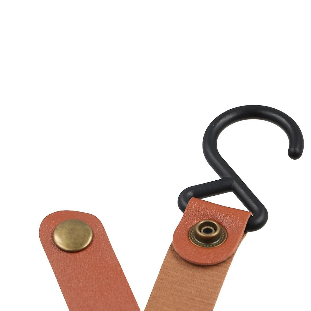 GUDEKIKL 5Pcs Leather Straps with S Hooks, Multifunctional S Shelf Hooks, Outdoor Camping Strollers Hooks Hangers, Portable Utility Hooks for Hanging