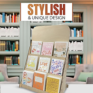 TORCHED DISPLAYS Greeting Card Organizer Display Stand – 3-Tiered Picture Stands for Display – Multipurpose Wooden Stand Ideal for Greeting Cards, Photos, Birthday Cards, Baseball Card Stand