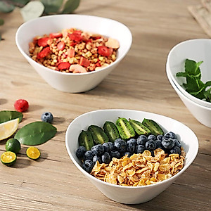 Buyajuju Porcelain Salad Bowls, 38 Ounce pasta bowls set of 4, 8 inch White serving bowls for cereal, soup, ramen, snacks, rice, Oven Dishwasher Safe