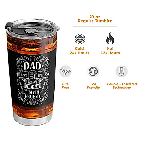 20oz Valentines Day Gifts for Him, Unique Birthday Gifts for Men, Dad, Son, Husband, Fathers Gifts, Father Man Myth Legend Dad Tumbler Cup, Travel Coffee Mug with Lid