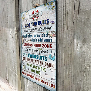 N NAMESISS All Over Printed Sign, Personalized Hot Tub Sign, Hot Tub Signs, Hot Tub Decor, 8", 12", 18" Wood Sign, Hot Tub Decorations, Housewarming Gift, Gift for Family, Gift for Friend (03)