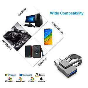 64GB USB C Flash Drive, 2-in-1 OTG USB 3.0 Thumb Drive, Dual USB Memory Stick Pen Drive for Type-C Android Smartphones Tablets and New MacBook Laptop PC PDA Samsung, Black
