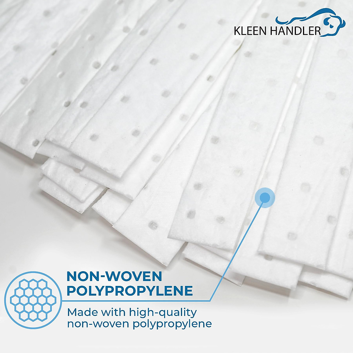 KLEEN HANDLER Mop Head Replacement 6-Pack Hydrophobic Industrial Mop for Oils and Spills – Heavy-Duty Mop for Industrial, Commercial, Janitorial Cleaning – Non-Woven Oil-Absorbent Material