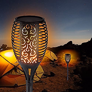Rayodesol Solar Flame Torch Lights Outdoor, Decorative Pack of 1 pcs Each 96 LED Lamp with Dancing Flames Torches Landscape, Waterproof Outdoors Garden Patio Deck Decorations Lighting with Auto On/Off