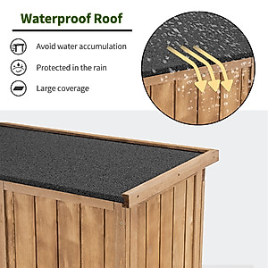 MCombo Outdoor Storage Cabinet, Garden Storage Shed, Outside Vertical Shed with Lockers, Outdoor 63 Inches Wood Tall Shed for Yard and Patio 0870 (Natural)