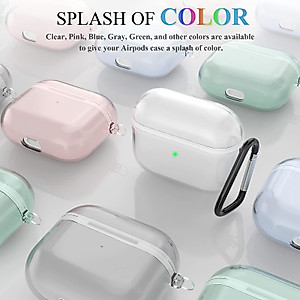 Geekboy Soft TPU Case Cover Compatible for AirPods 3 (2021) with Keychain Portable Shockproof and Dustproof See-Through Protective Cover, Front LED Visible, AirPods 3 Accessories - Clear