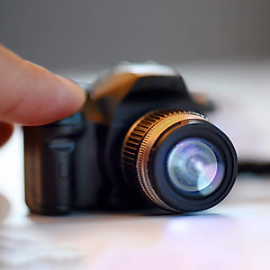 Cute Mini DSLR Camera Lighting Voice Pendant Keychain Key Ring Gift Decor,Car Keychain Accessories for Women Men - Black