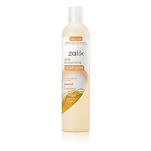Zatik Naturals - Deep Moisturizing Shampoo with Coconut & Calendula - Vegan Bio-degradable pH balanced, for Colored and Dry Hair, Free From Sulfates, phthalates & Synthetic Fragrances - 10.8 Fl Oz