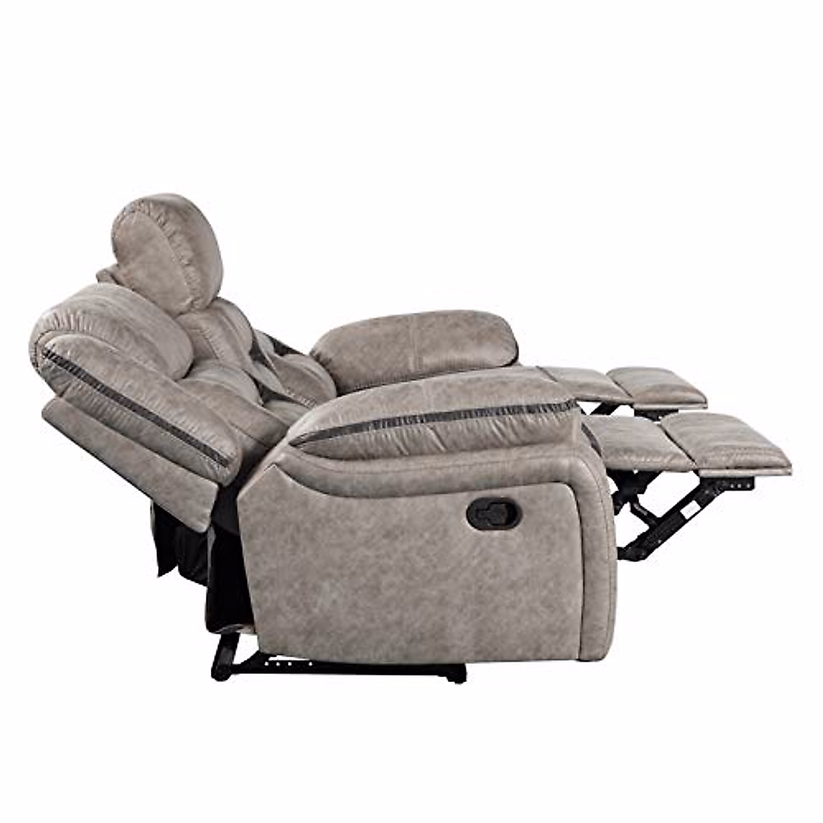 Roundhill Furniture Elkton Manual Motion Recliner with Storage Console, Sofa, Taupe