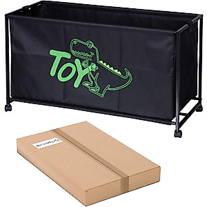 MISSLO Large Toy Box with Wheels Big Toy Chest for Kids Organizer Toy Storage Bin, 124L, Black