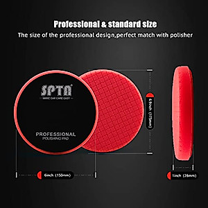 Buffing Polishing Pads, SPTA 7Pc 6.5 Inch Face for 6Inch 150mm Backing Plate Compound Buffing Sponge Pads Cutting Polishing Pad Kit For Car Buffer Polisher Compounding, Polishing and Waxing -YL6PADMIX
