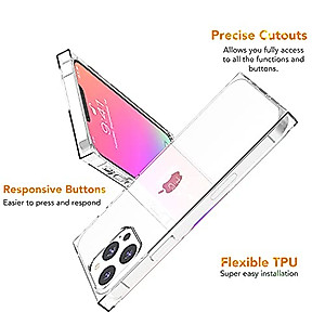 ANHONG Clear Square Case Compatible with iPhone 13 Pro 6.1 inch 2021, HD Clear Cover Enhanced Corners TPU Cushion, Shock-Absorption Soft TPU Case