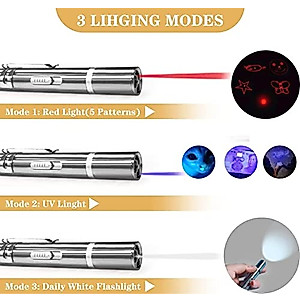 Cyahvtl Laser Pointer, Cat Toys for Indoor Cats, Kitten Dog Laser Pen Toy, Red Dot LED Light Pointer Interactive Toys for Indoor Cats Dogs, USB Charging, 5 Switchable Patterns