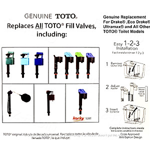 Genuine Toto USA Made Korky 528GT Blue Universal Toilet Fill Valve Replacement Assembly Kit Parts,Replace TSU99A.X and All other Toto Toilets (1)