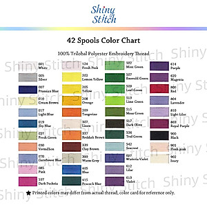 42 Colors Embroidery Machine Thread, 500M (550Y) Each Spool Polyester Thread for Sewing & Embroidery, Embroidery Floss for Home Brother Babylock Janome Singer Pfaff Husqvarna Bernina Sewing Machine