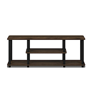 Furinno Turn-N-Tube No Tools 3D 3-Tier Entertainment TV Stand up to 50 inch TV, Round Tubes, Columbia Walnut/Black