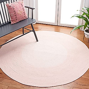 SAFAVIEH Cape Cod Collection 3' Round Pink CAP242U Handmade Braided Cotton Area Rug