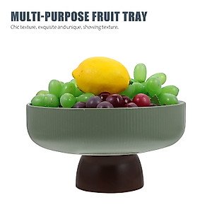 CALLARON Home Decor Footed Ceramic Bowl Vintage Porcelain Pedestals Bowl Decorative Centerpiece Bowl Round Serving Plate for Dried Fruit Candy Snacks Nuts Green Vintage Decor