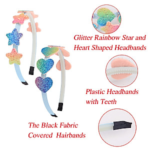 XIMA Glitter Heart Girls Headbands Rainbow Star Hariband for Children Girls Hair Accessories Pack of 8
