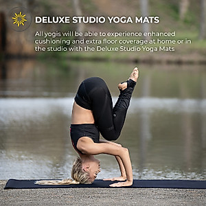 Sunshine Yoga 6-Pack Deluxe Studio 6mm Extra Thick Yoga Mat, 74" x 24" Extra Long Exercise Mat, Non Slip, Anti-Tear Fitness Mat, Yoga Mats for Schools, Studios, or Gyms, Black