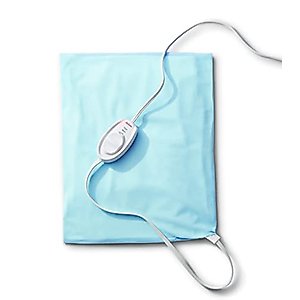 Sunbeam Heating Pad for Back, Neck, and Shoulder Pain Relief with Sponge for Moist Heating Option, 12 x 15", Blue