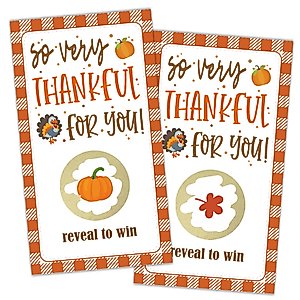 REWIDPARTY Fall Party Scratch Off Game Cards（32 PCS） Thankful for You Scratch Off Cards Thanksgiving Raffle Tickets Drawing Prizes for Family Kids Adults Thanksgiving Dinner Party Games Supplies