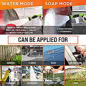 Topidex Car Wash Kit, Expandable Garden Hose 50 FT - with High Pressure Spray Nozzle – Durable Soap Dispensing Sprayer Gun - 9 Spray + 3 Foam Spraying Patterns with Storage Bag, Hanger & Wash Mitt